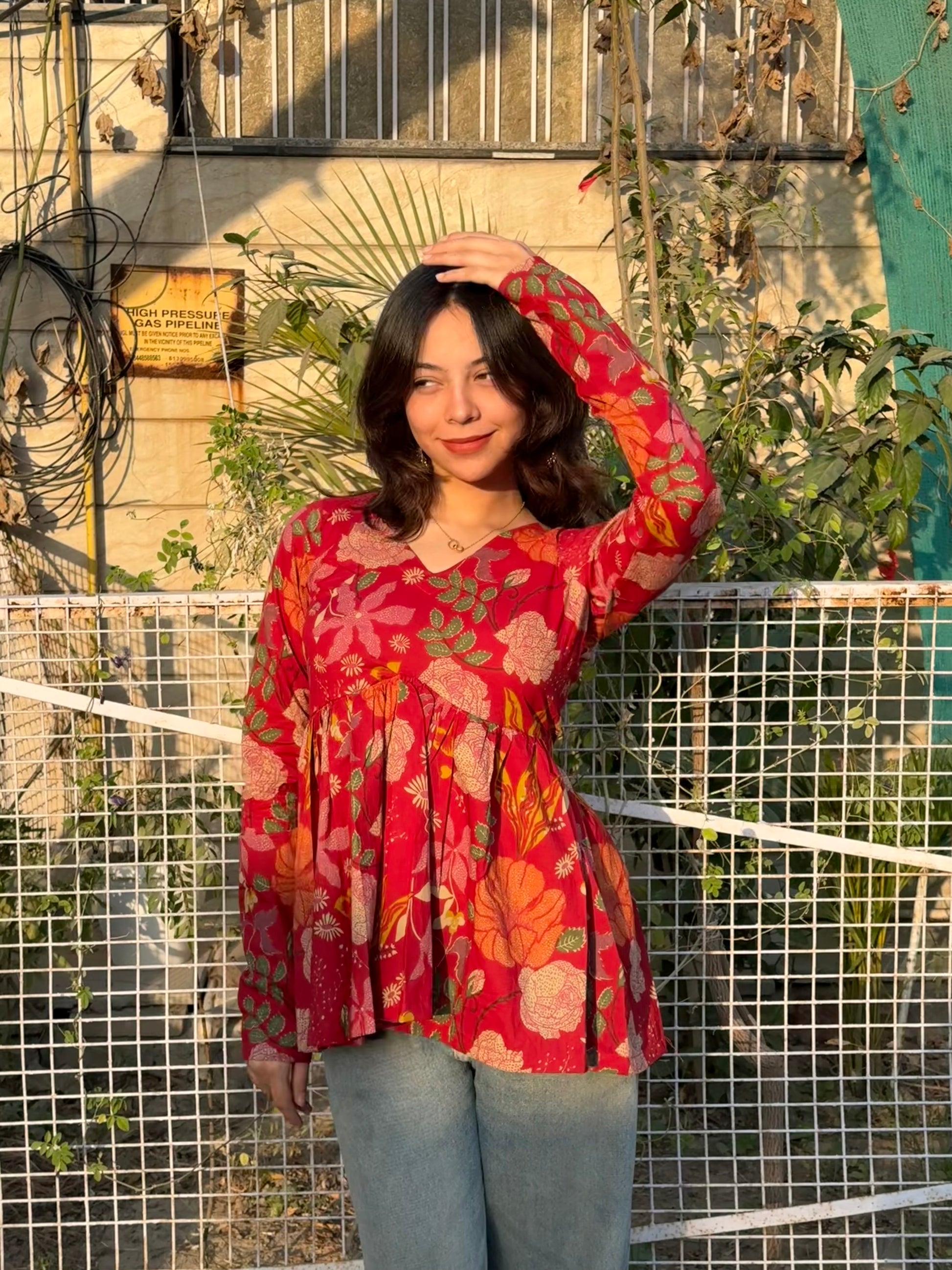 Tikhi Mirchi Flared Kurti - Evara – Evara Clothing