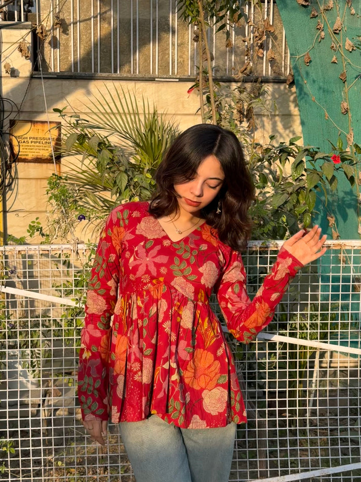 Tikhi Mirchi Flared Kurti - Evara – Evara Clothing