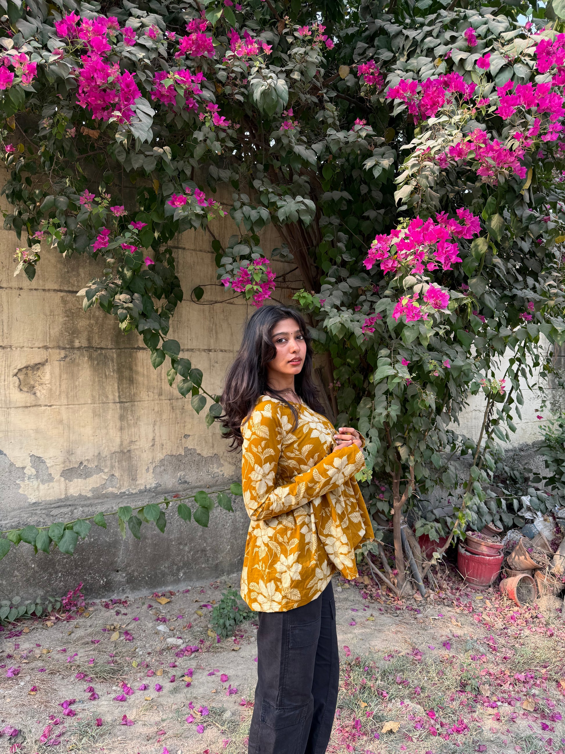 Mustard Flared Kurti - Evara – Evara Clothing